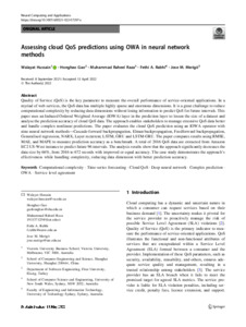 Assessing cloud QoS predictions using OWA in neural network methods | VU Research Repository ...